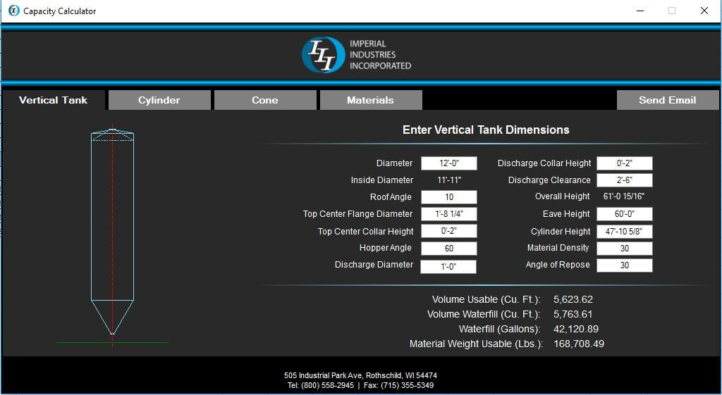 Capacity Calculator - Imperial Industries Inc.